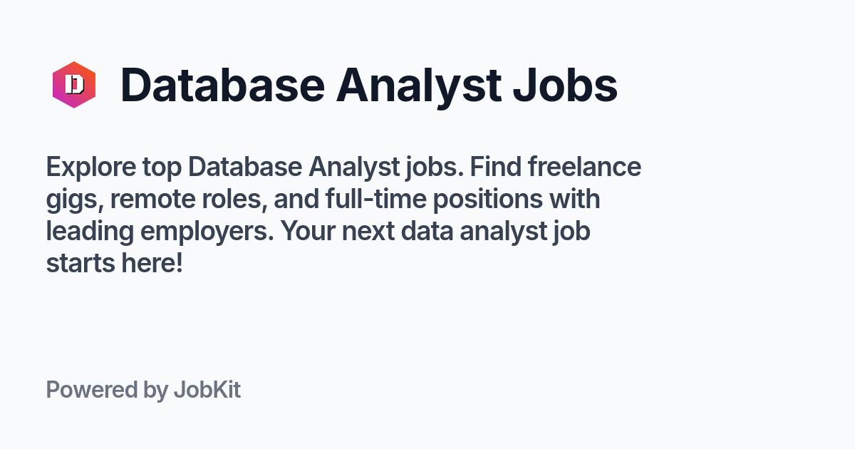 Database Analyst Jobs